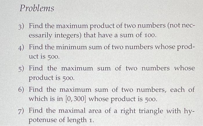 Solved 3) Find the maximum product of two numbers (not | Chegg.com
