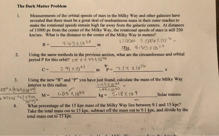 Solved The Dark Matter Problem 1. Measurements of the | Chegg.com