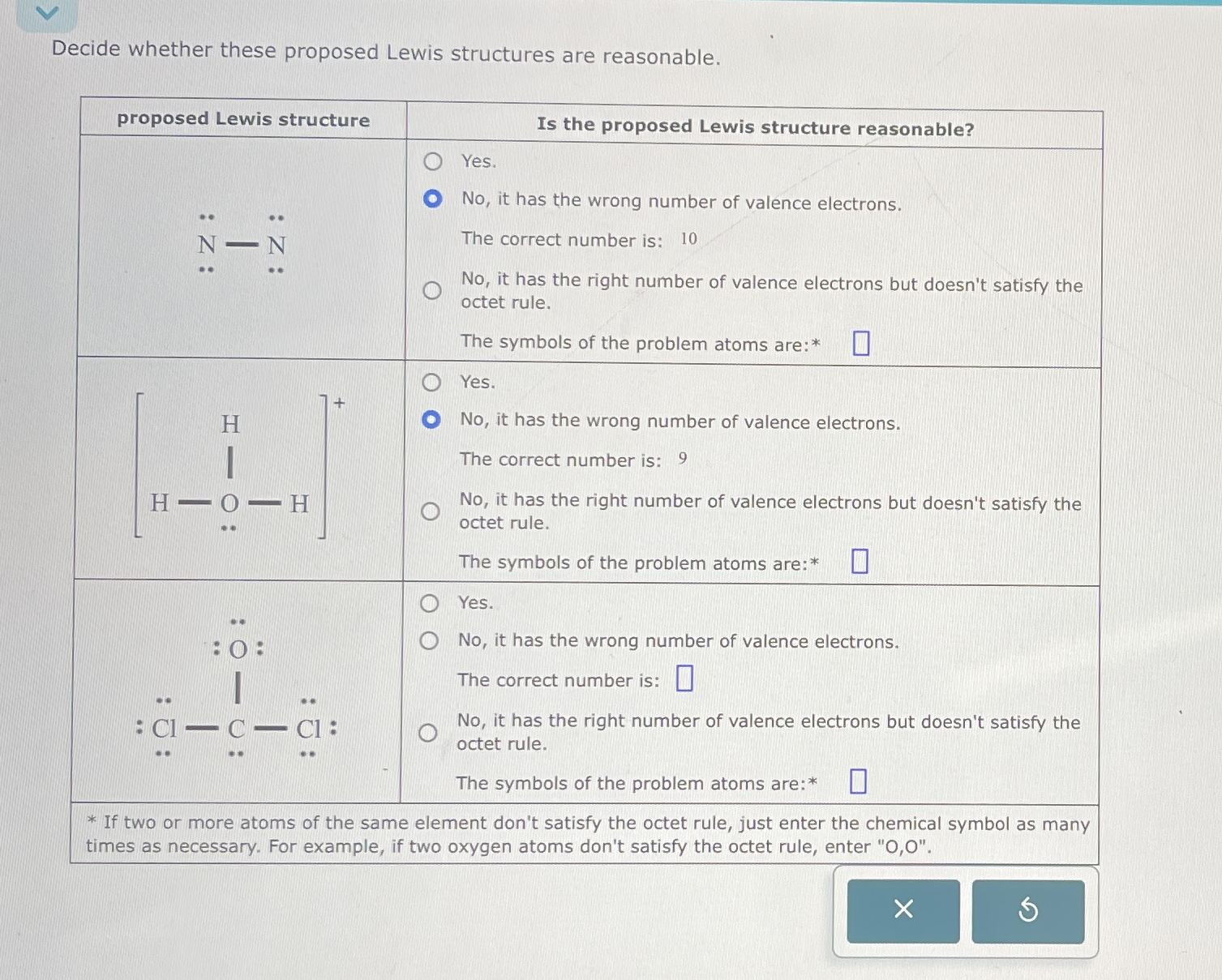 Solved Decide whether these proposed Lewis structures are | Chegg.com