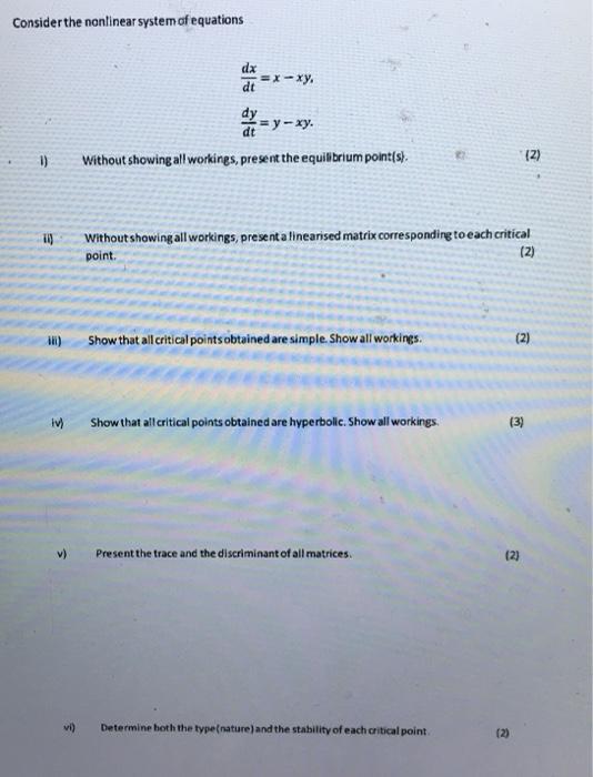 Solved Consider the nonlinear system of equations | Chegg.com