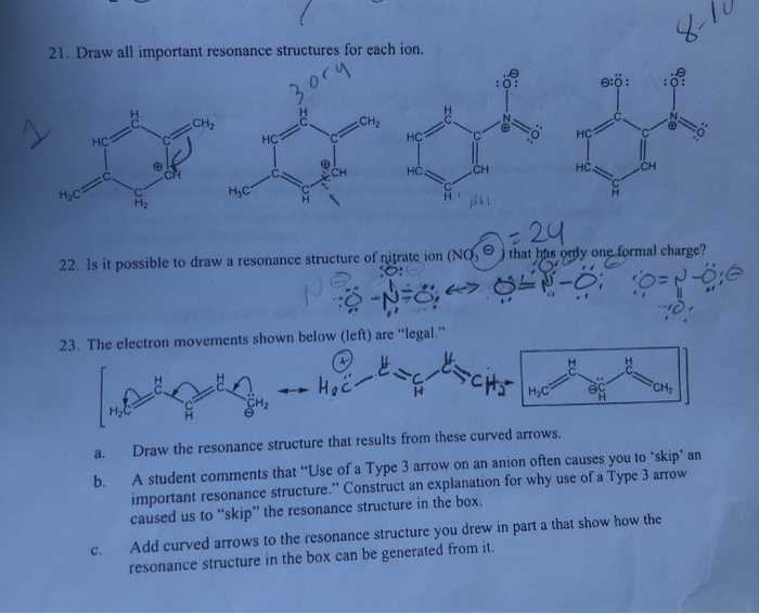 Solved 21. Draw all important resonance structures for each | Chegg.com