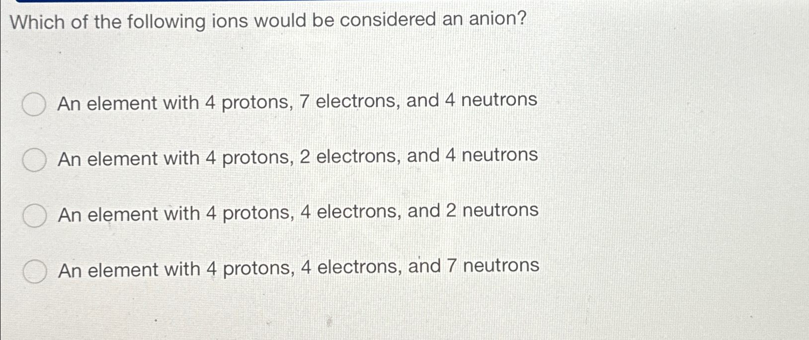 Solved Which of the following ions would be considered an | Chegg.com
