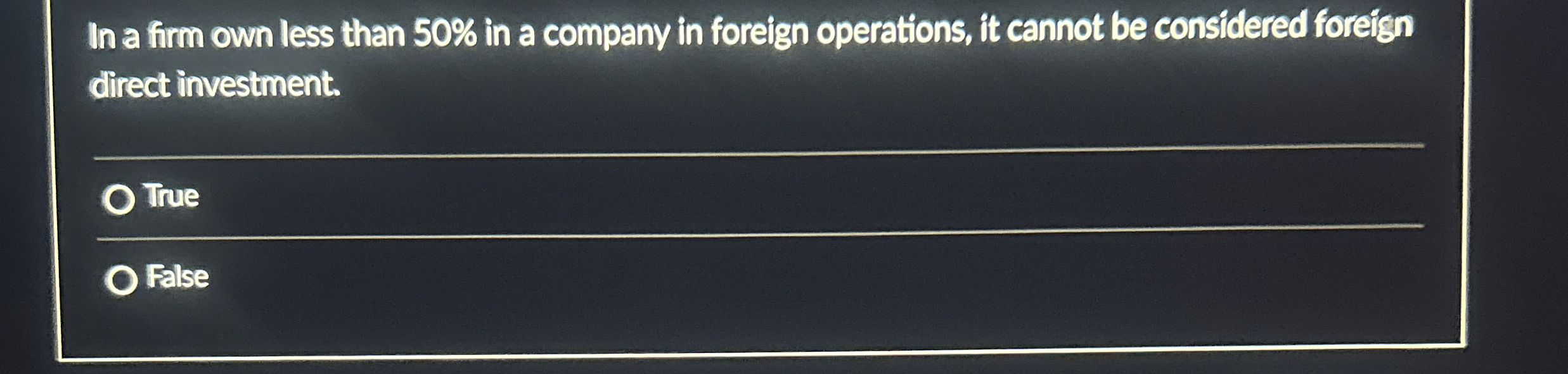 Solved In a firm own less than 50% ﻿in a company in foreign | Chegg.com