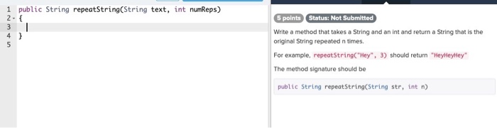 Solved 1 public String repeatString(String text, int | Chegg.com