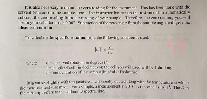Solved How do i calculate the observed rotation, | Chegg.com