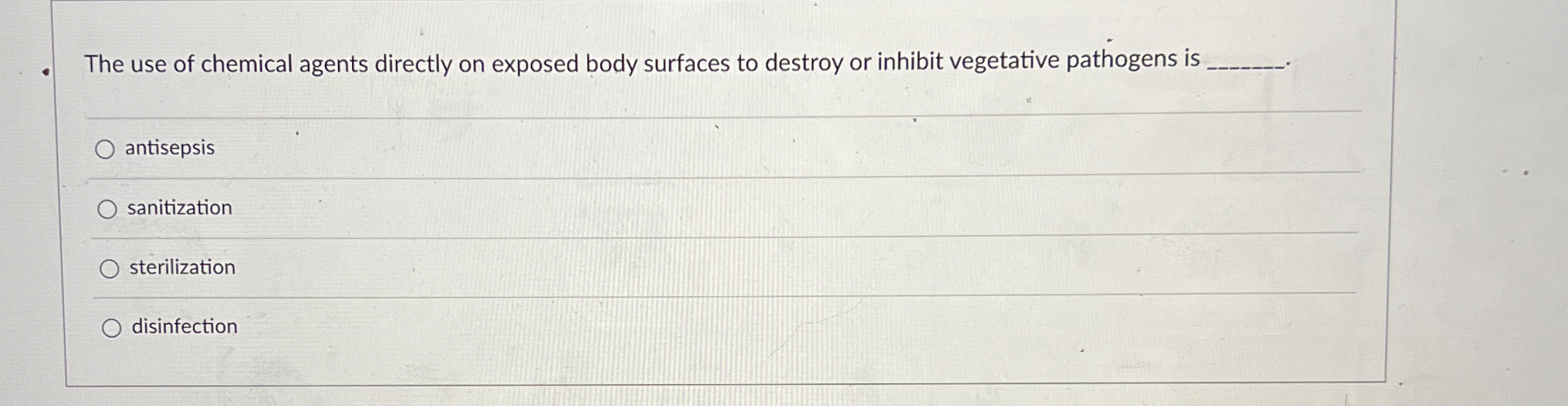 Solved The use of chemical agents directly on exposed body | Chegg.com