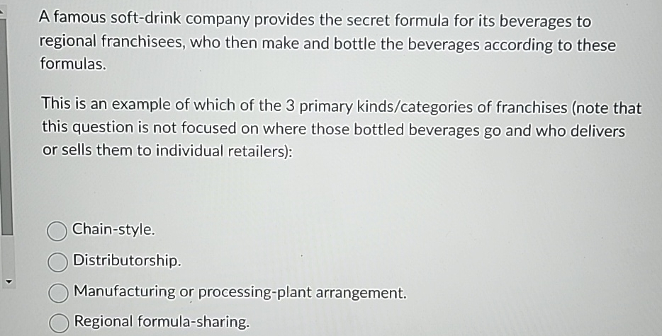 Solved A famous soft-drink company provides the secret | Chegg.com