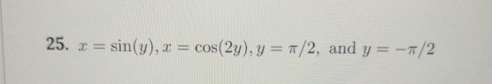 x=sin(y),x=cos(2y),y=π2, ﻿and y=-π2 | Chegg.com