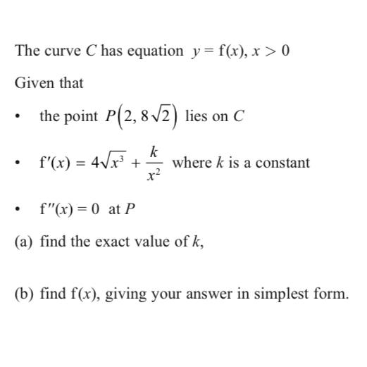 Solved The curve C ﻿has equation y=f(x),x>0Given thatthe | Chegg.com