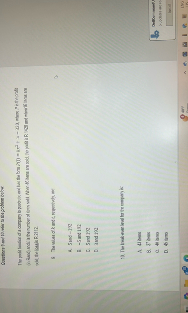 Solved Questions 9 ﻿and 10 ﻿refer to the problem below.The | Chegg.com