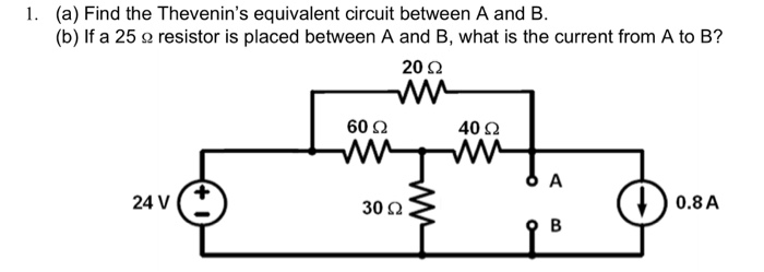 Solved 1. (a) Find the Thevenin's equivalent circuit between | Chegg.com