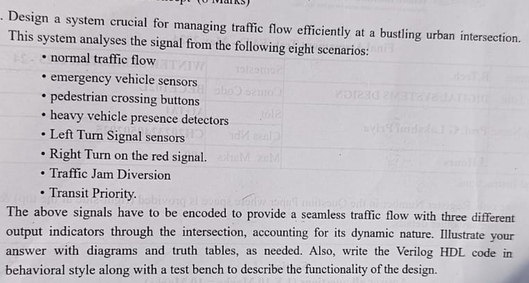 Solved Design a system crucial for managing traffic flow | Chegg.com