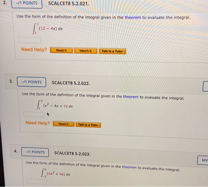 Solved -/1 POINTS SCALCET8 5.2.021. Use the form of the | Chegg.com