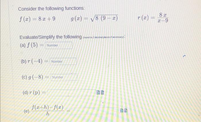 Solved Consider the following functions: | Chegg.com
