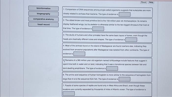 Solved bioinformatics biogeography comparative anatomy | Chegg.com