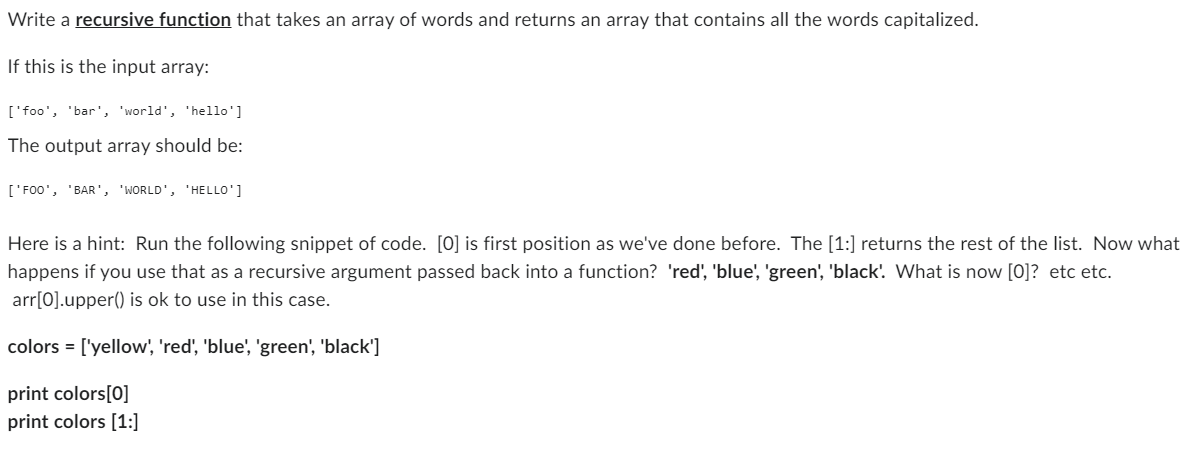 Solved Write a recursive function that takes an array of | Chegg.com Solved Write a recursive function that takes an array of | Chegg.com