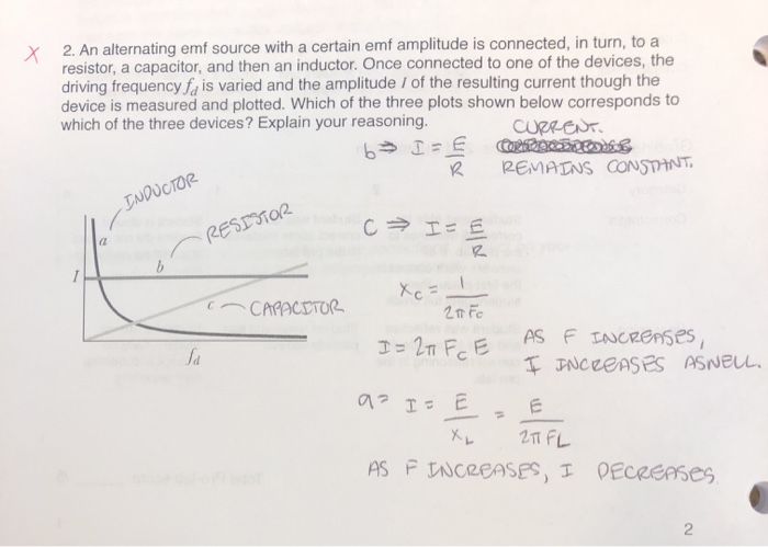Solved 2. An alternating emf source with a certain emf | Chegg.com