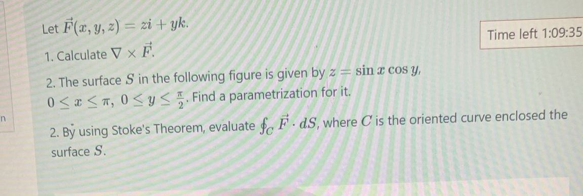 Solved Let vec(F)(x,y,z)=zi+yk.Calculate grad×vec(F).Time | Chegg.com
