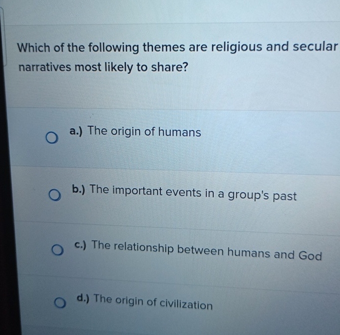 Solved Which of the following themes are religious and | Chegg.com
