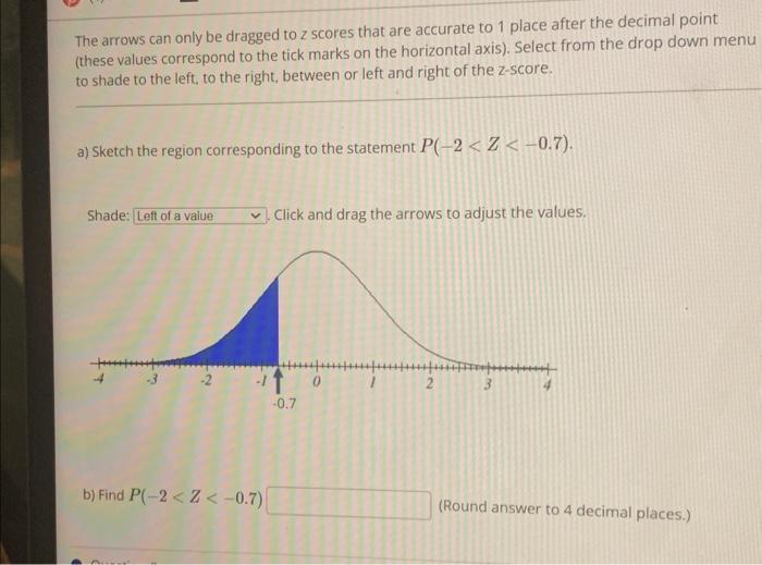Solved The arrows can only be dragged to z scores that are | Chegg.com