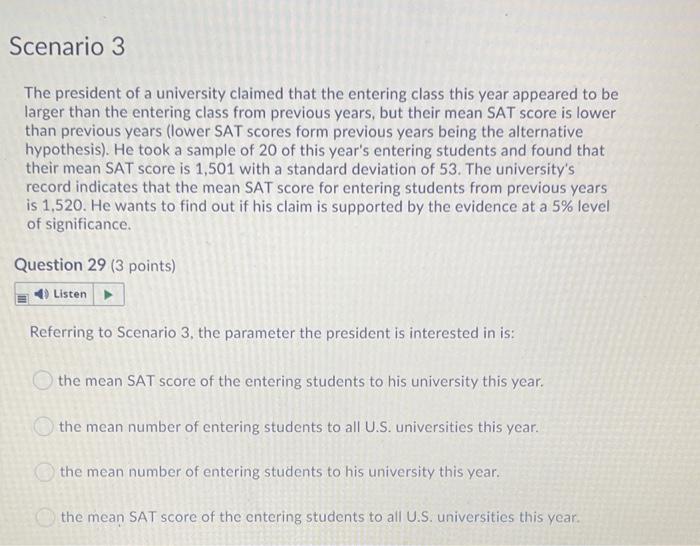 Solved Scenario 3 3 The president of a university claimed | Chegg.com