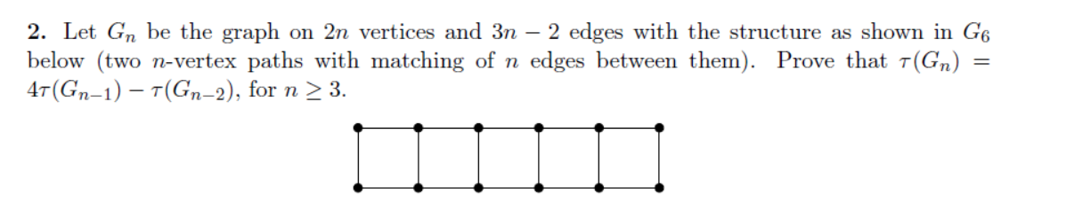 Solved Let Gn ﻿be the graph on 2n ﻿vertices and 3n-2 ﻿edges | Chegg.com