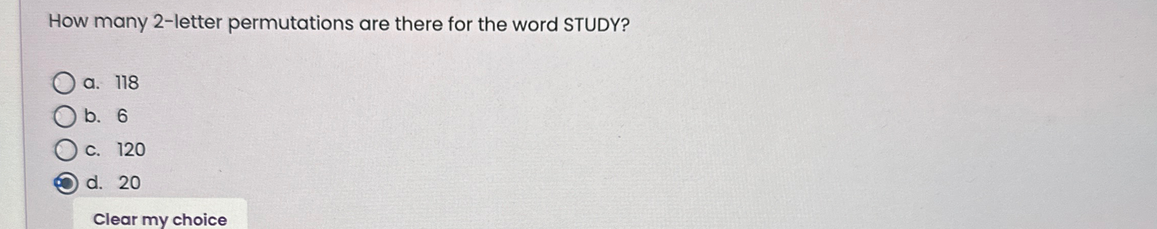 Solved How many 2-letter permutations are there for the word | Chegg.com