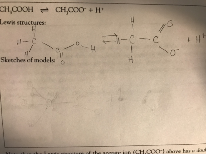 Solved CH,COOH = CH COO + H+ Lewis structures: H 1 + -H-C-c | Chegg.com
