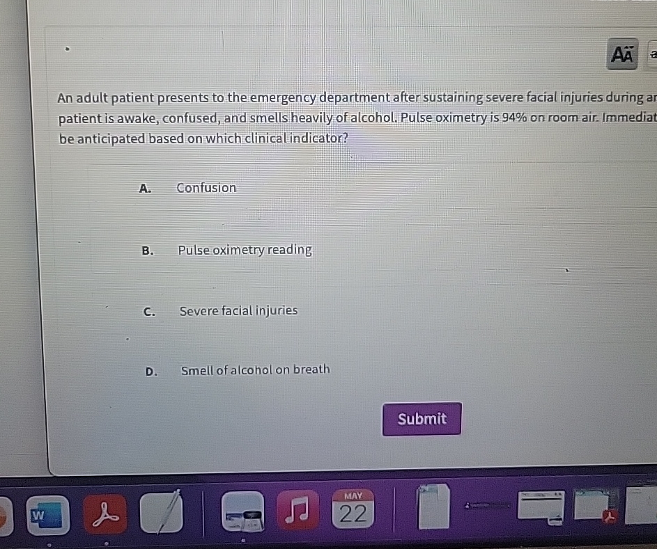 Solved AÄAn adult patient presents to the emergency | Chegg.com