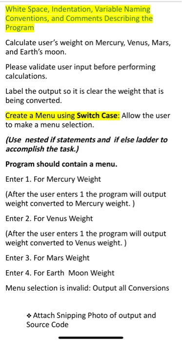 Solved White Space, Indentation, Variable Naming | Chegg.com