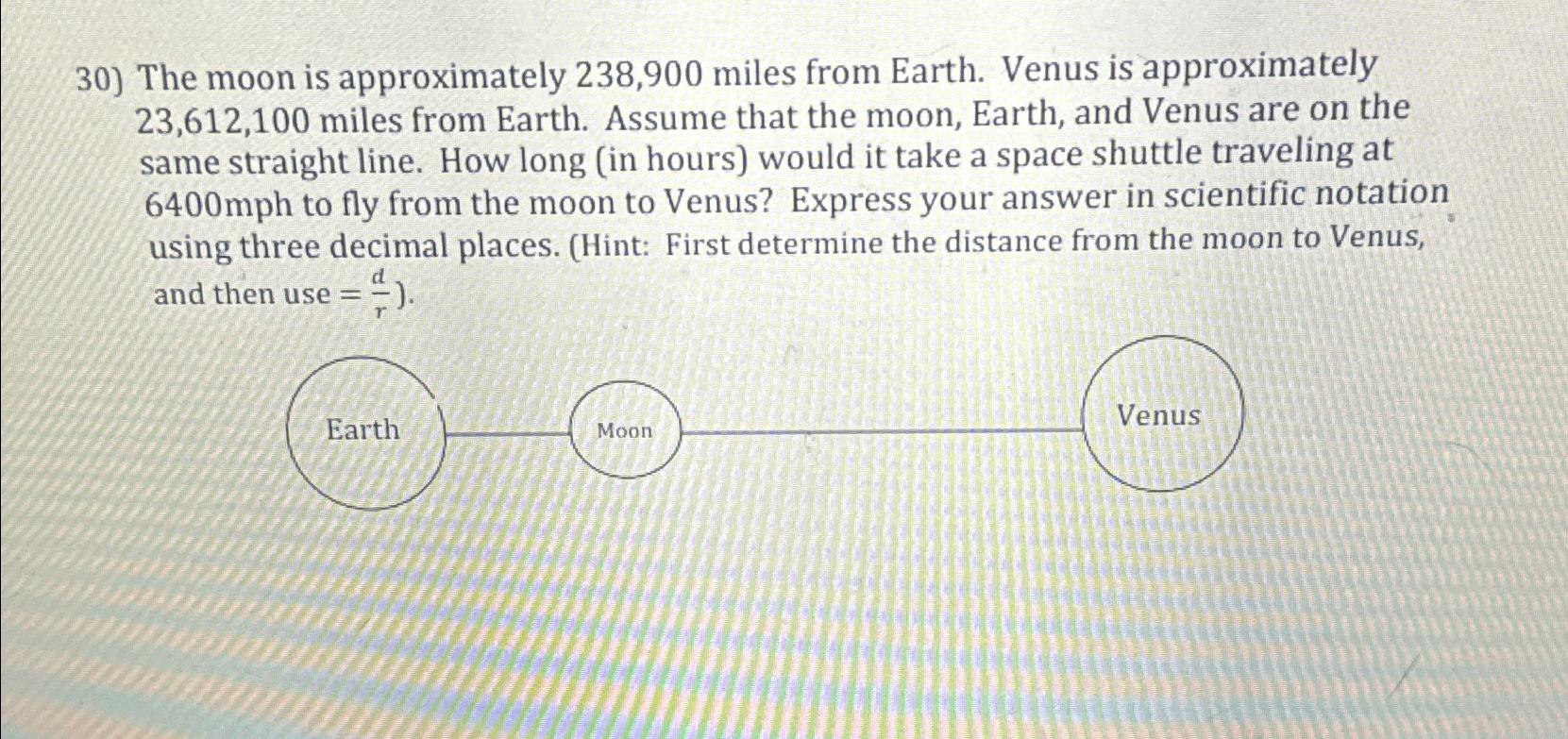 Solved The moon is approximately 238,900 ﻿miles from Earth. | Chegg.com
