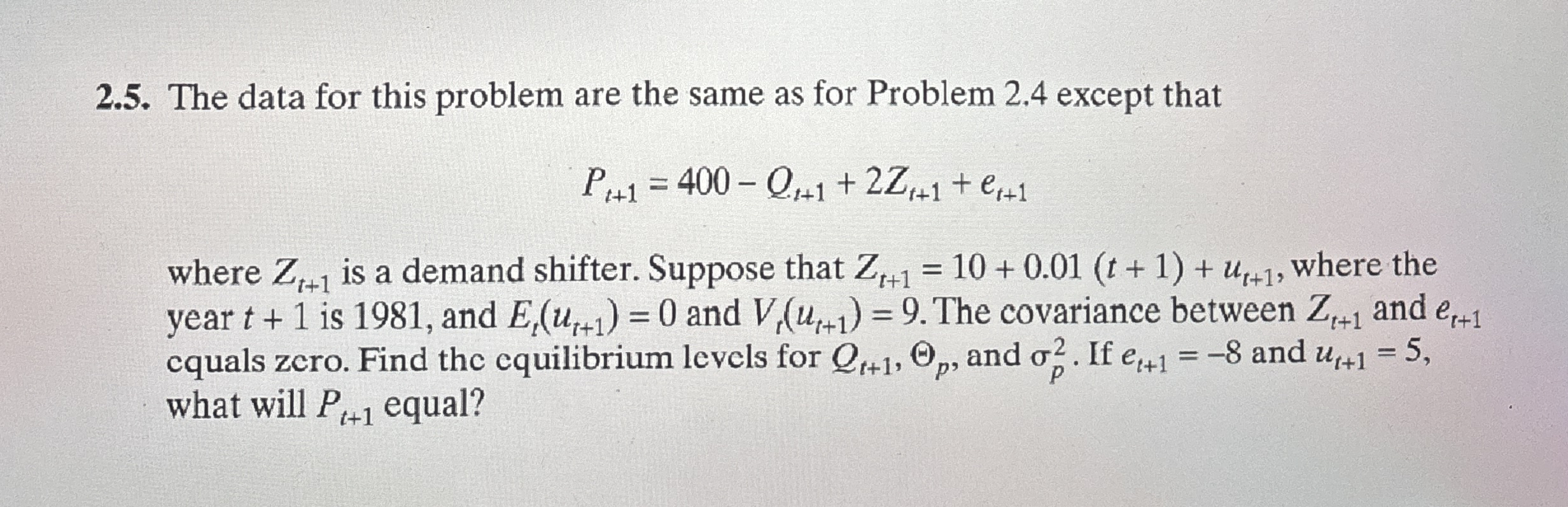 Solved 2.5. ﻿The data for this problem are the same as for | Chegg.com
