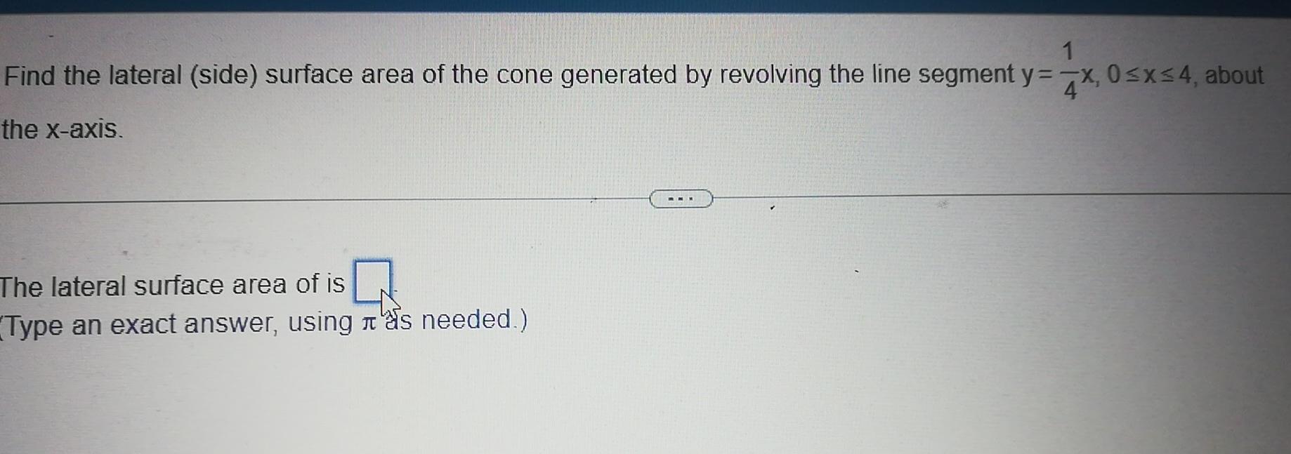 Solved Find the lateral (side) ﻿surface area of the cone | Chegg.com