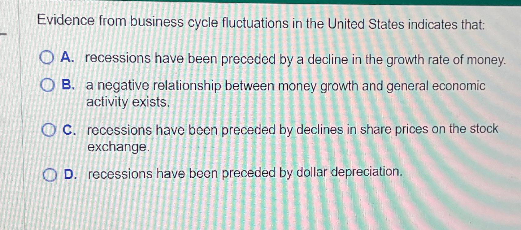 Solved Evidence from business cycle fluctuations in the | Chegg.com