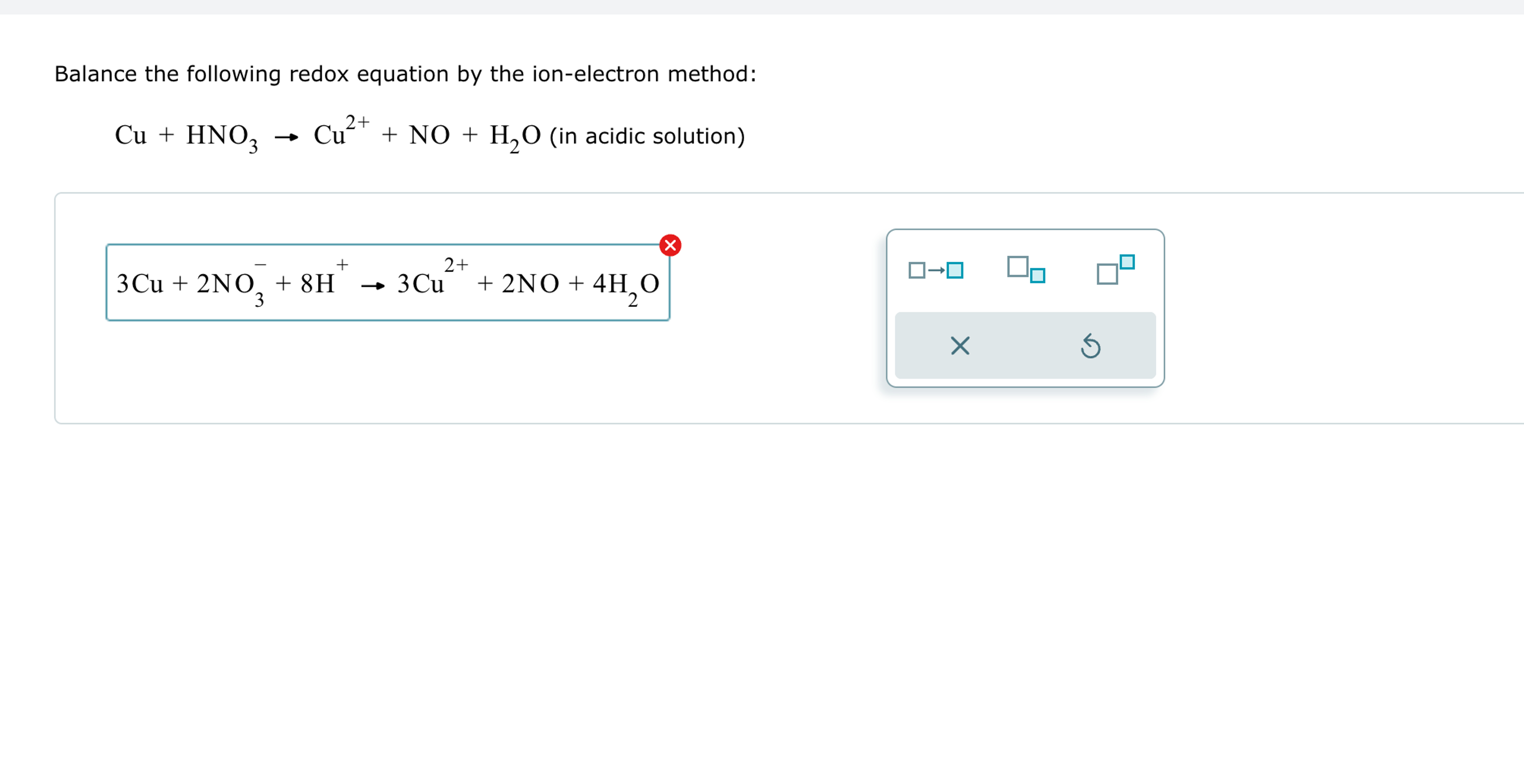 Solved Balance the following redox equation by the | Chegg.com