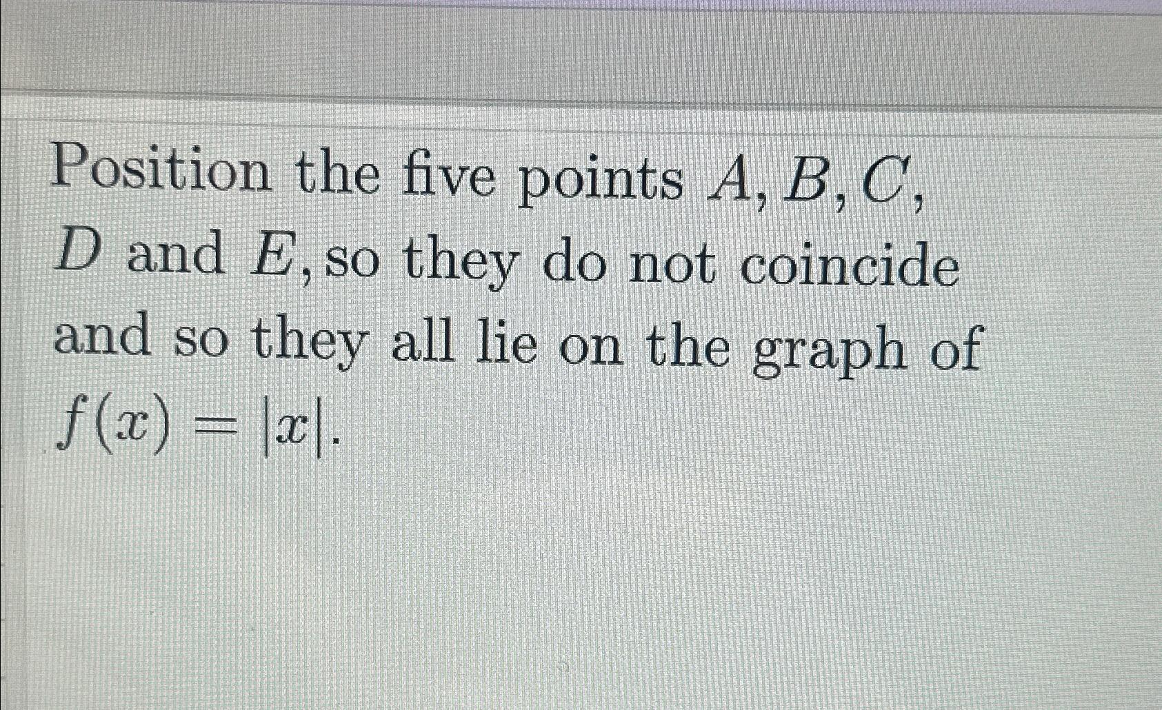Solved Position the five points A,B,C, D ﻿and E, ﻿so they do | Chegg.com