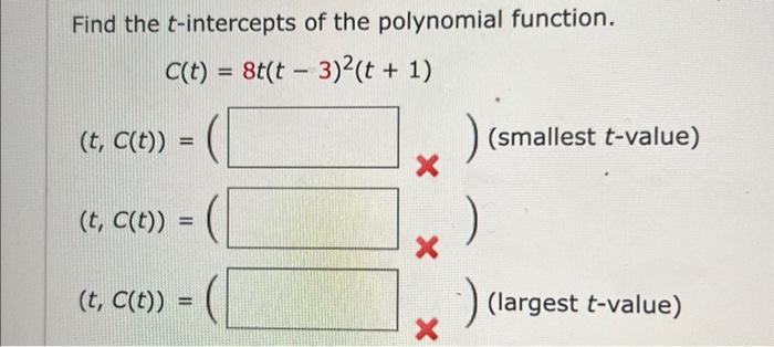 Solved Find The T Intercepts Of The Polynomial Function