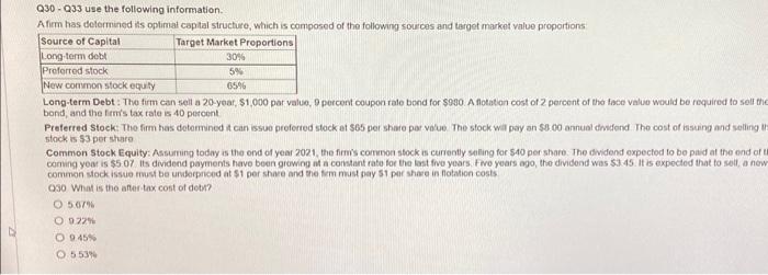 Solved Q30-Q33 use the following information. Afirm has | Chegg.com