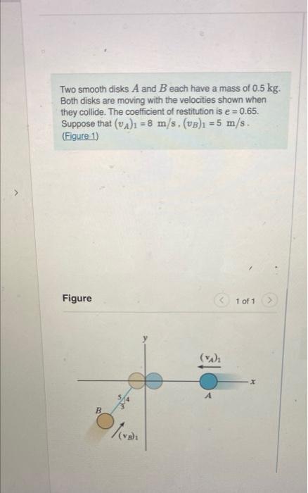 Solved Two smooth disks A and B each have a mass of 0.5 kg. | Chegg.com