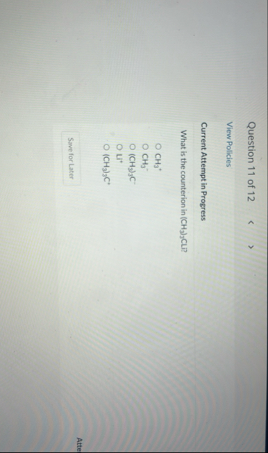 Solved Question 11 ﻿of 12View PoliciesCurrent Attempt in | Chegg.com