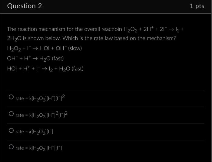 Solved The reaction mechanism for the overall reactioin | Chegg.com