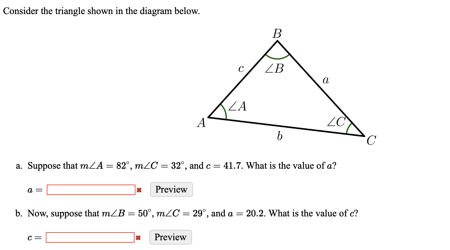 Solved Consider the triangle shown in the diagram below.a. | Chegg.com