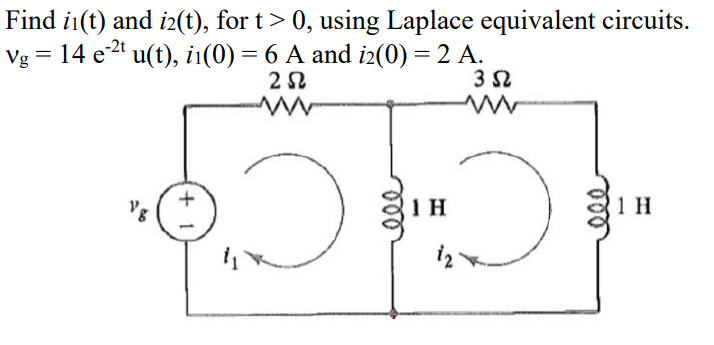 Solved Find i1(t) and i2(t), for t>0, using Laplace | Chegg.com Solved Find i1(t) and i2(t), for t>0, using Laplace | Chegg.com