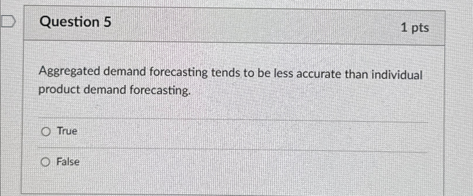 Solved Question 51ptsAggregated demand forecasting tends to | Chegg.com