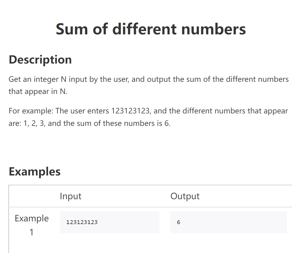 Solved Sum of different numbers Description Get an integer N | Chegg.com