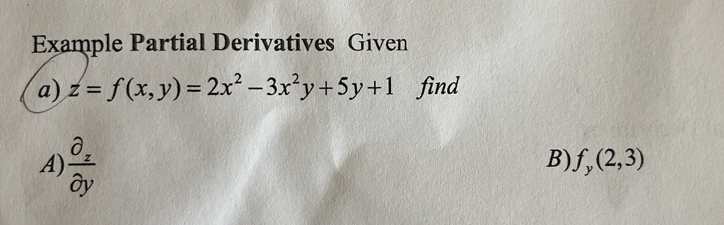 Solved Example Partial Derivatives | Chegg.com