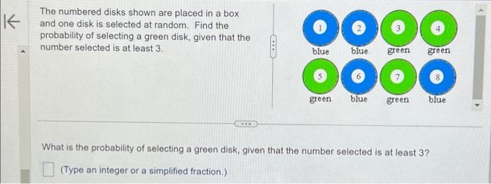 Solved K The numbered disks shown are placed in a box and | Chegg.com