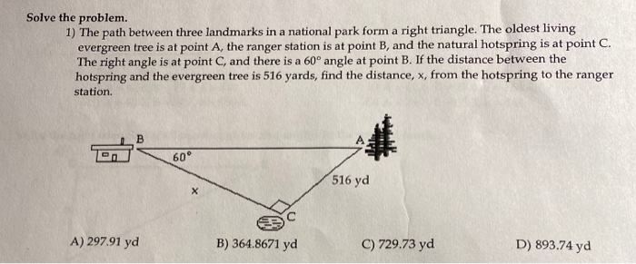 Solved Solve the problem. 1) The path between three | Chegg.com