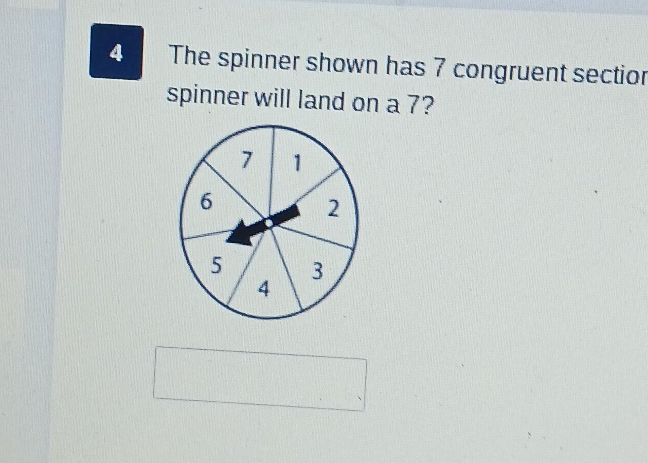 Solved the spinner shown has 7 congruent sections. the | Chegg.com