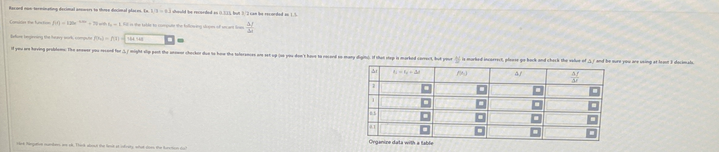 Solved Record non-terminating decimal answers to three | Chegg.com